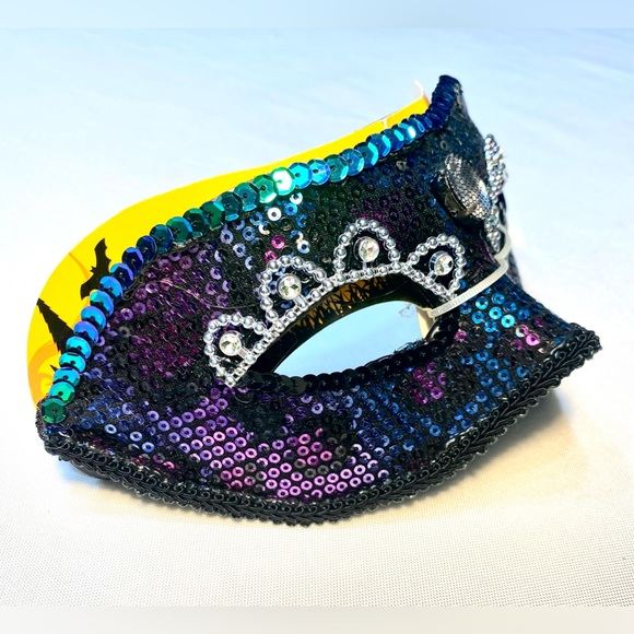 walgreens | Accessories | Deluxe Mask W Feather Ball Blue Black Glitter ...